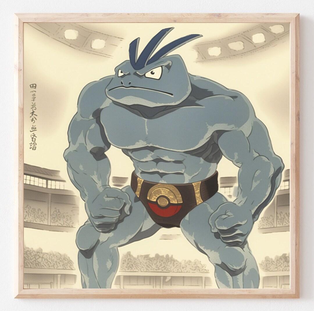 Machoke Pokemon Wall Art - DOWNLOAD, Vintage Ukiyo-e Style | Pokemon Inspired Faux Antique ...