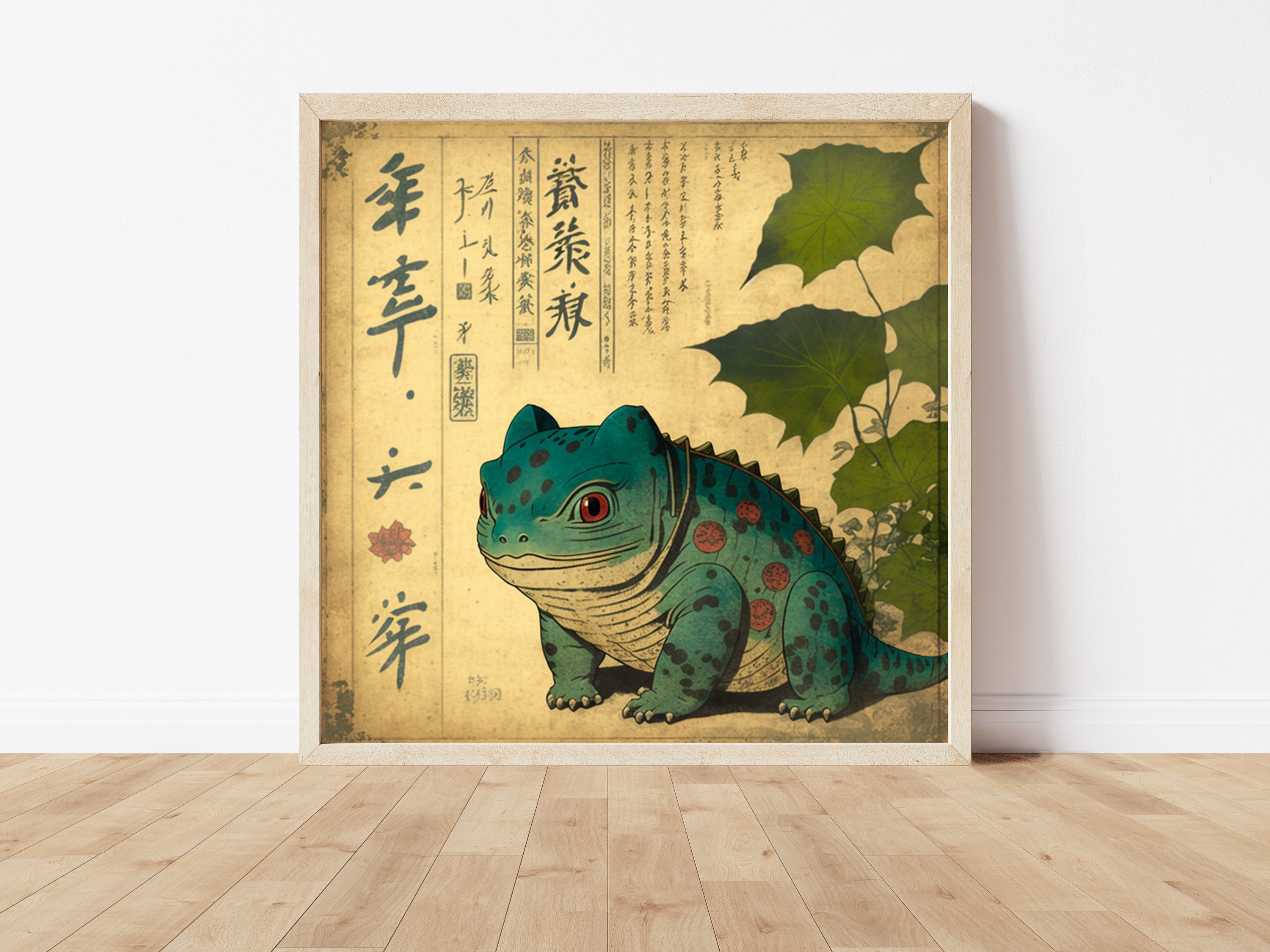 Bulbasaur Pokemon Matte Wall Print - Vintage Ukiyo-e Woodblock Style ...
