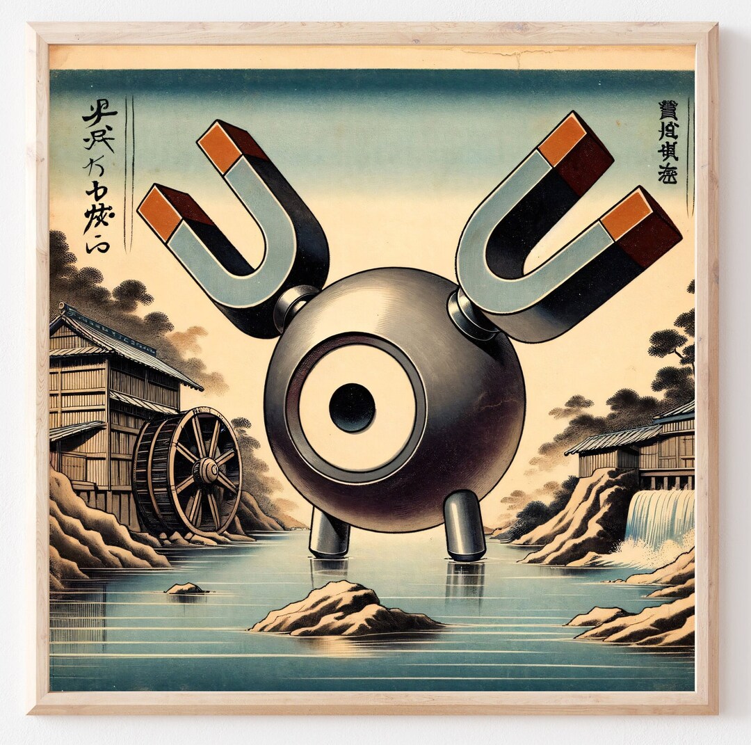 Magnemite Pokemon Wall Art DOWNLOAD ONLY, Vintage Ukiyo-e Style Pokemon ...