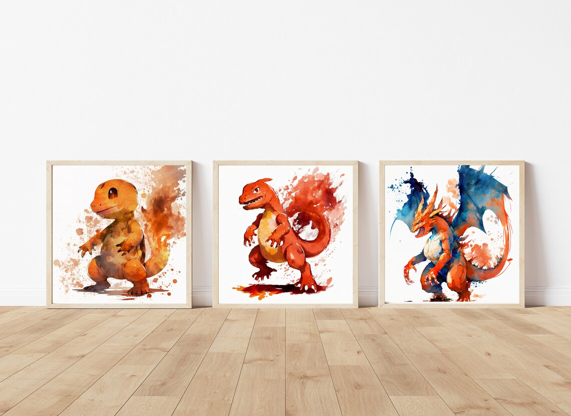 Charizard Evolution Pokemon Printable Wall Art Set, DOWNLOAD and Print ...