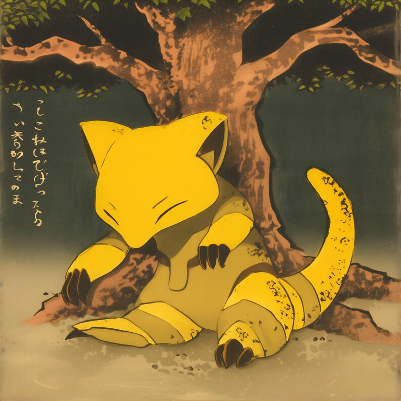 Abra Pokemon Wall Art - DOWNLOAD, Vintage Ukiyo-e Style | Pokemon ...