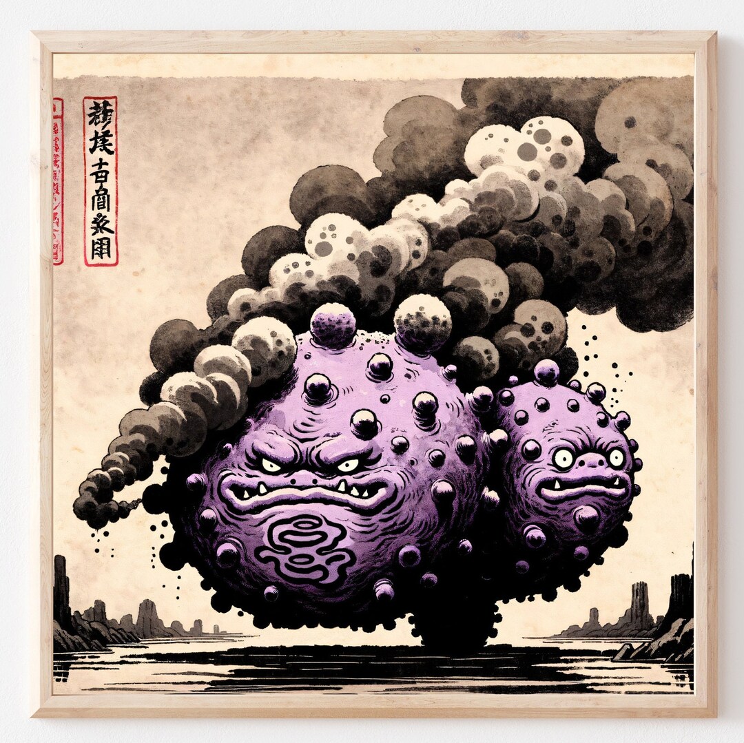 Weezing Pokemon Wall Art - DOWNLOAD ONLY, Vintage Ukiyo-e Style ...