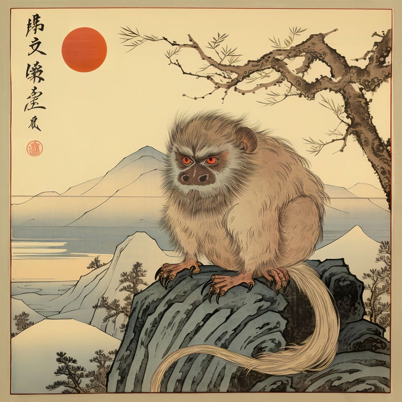 Mankey Pokemon Wall Art DOWNLOAD ONLY, Vintage Ukiyo-e Style Pokemon ...