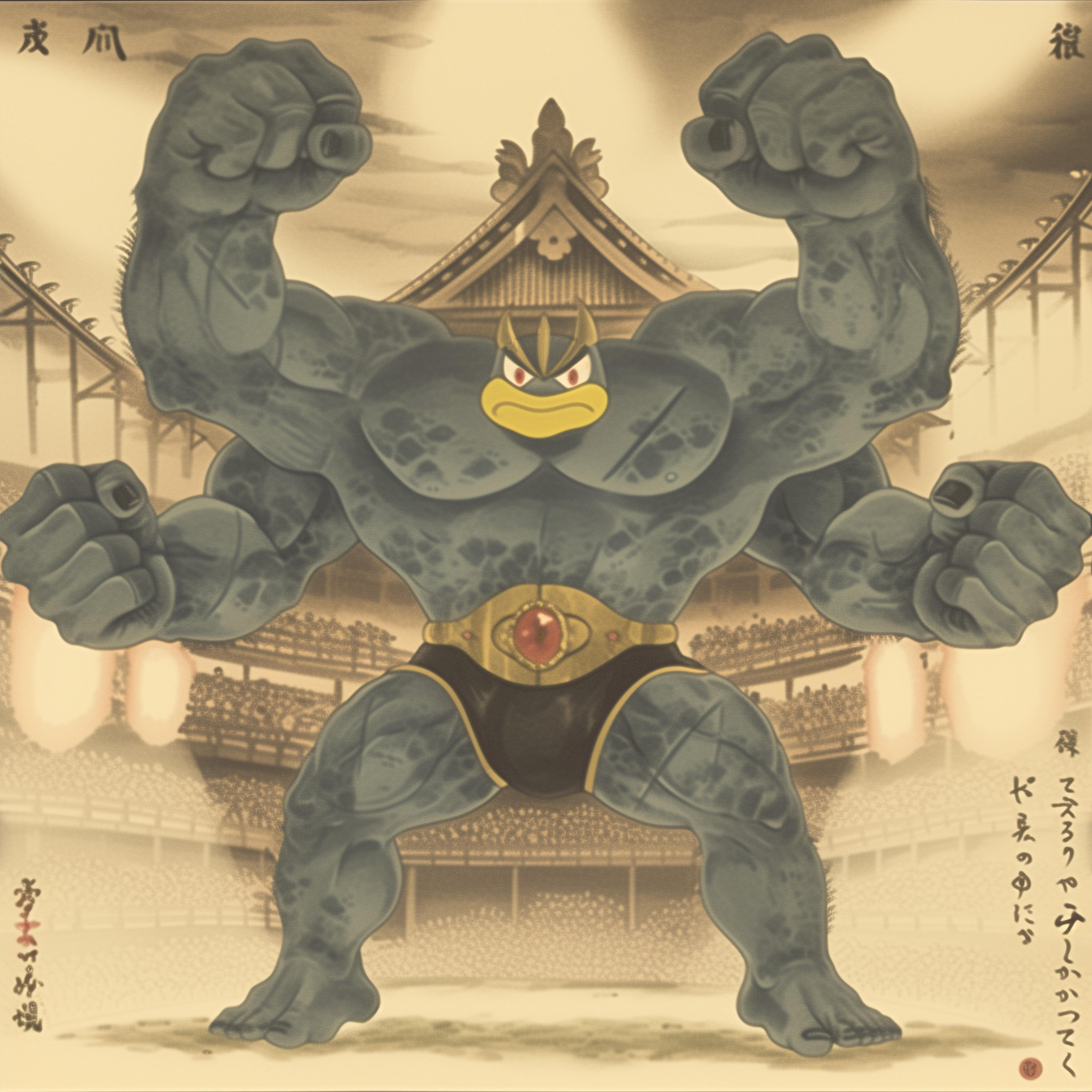 Machamp Pokemon Wall Art DOWNLOAD, Vintage Ukiyo-e Style Pokemon ...