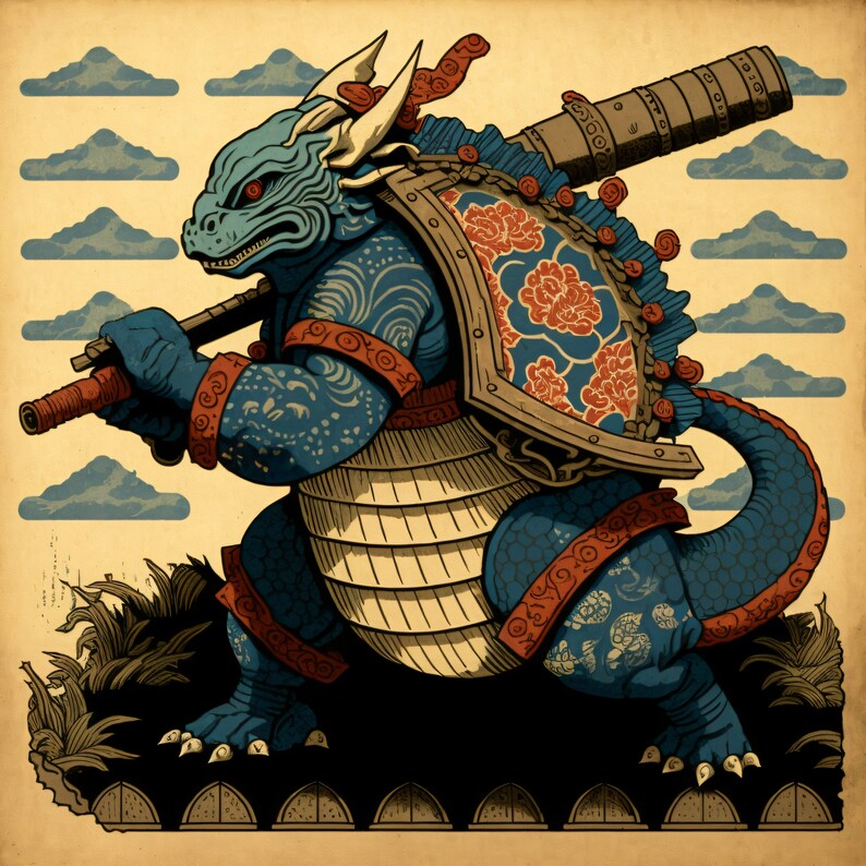 Ukiyo-e Style Blastoise Poster, Matte Finish Print, Japanese-inspired ...