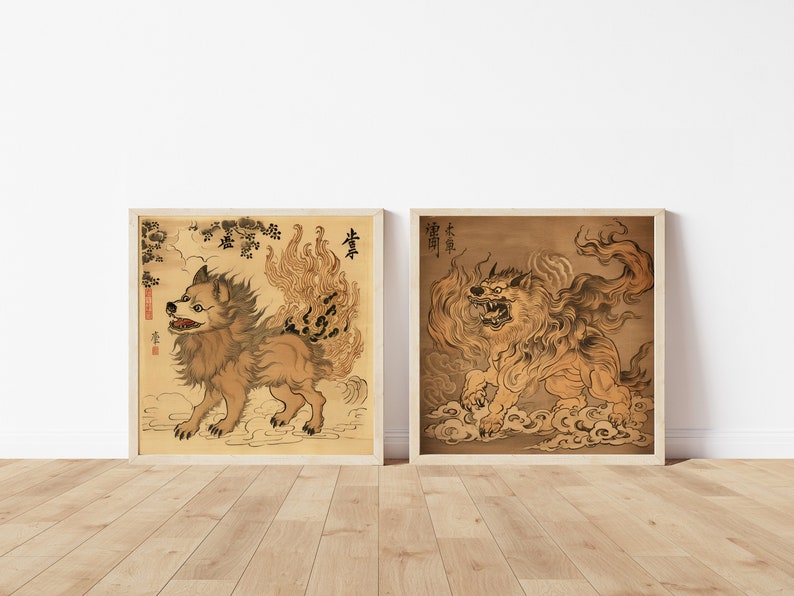 Arcanine and Growlithe Pokemon Wall Art Prints DOWNLOAD ONLY Ukiyoe ...