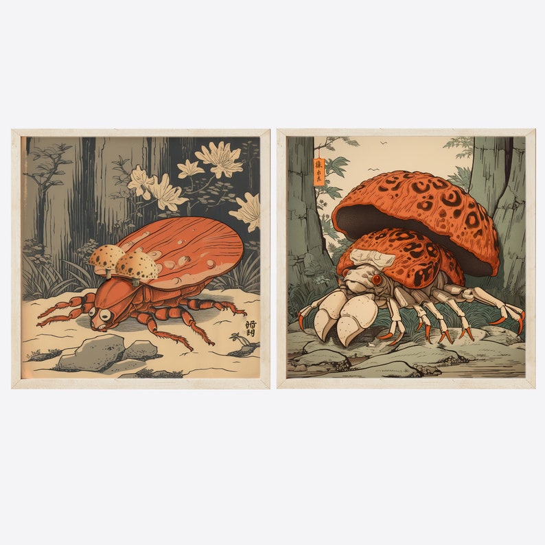 Paras and Parasect Pokemon Wall Art Prints - Vintage Ukiyo-e Style ...