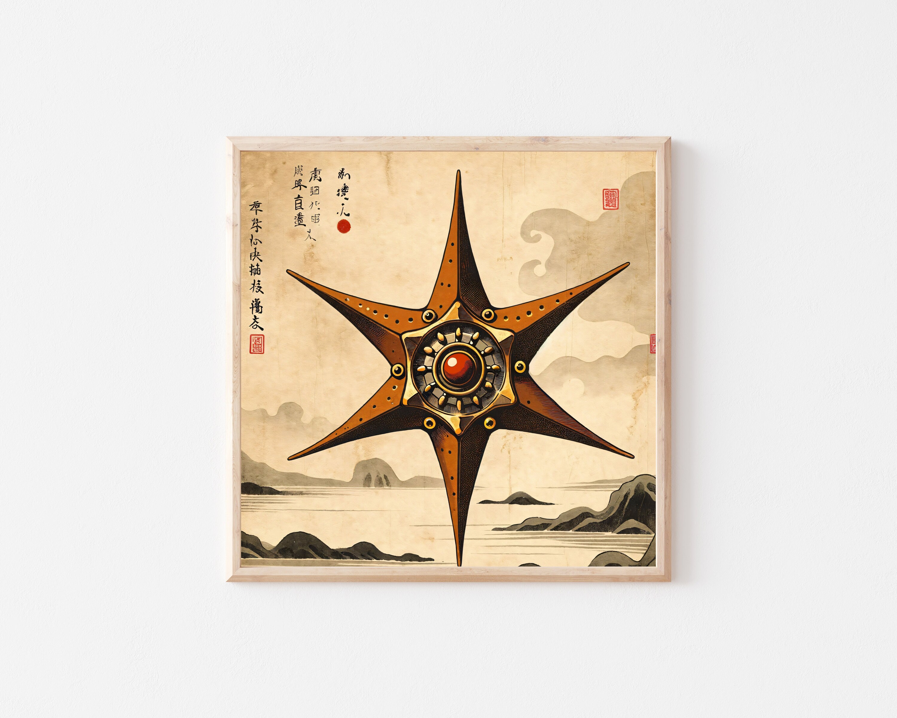 Staryu Pokemon Matte Wall Print Vintage Ukiyo-e Woodblock Style Pokemon ...