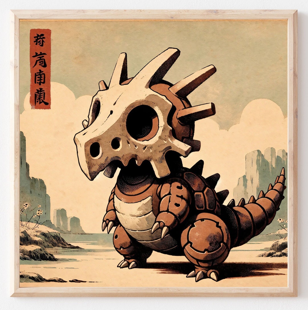 Cubone Pokemon Wall Art - DOWNLOAD ONLY, Vintage Ukiyo-e Style ...