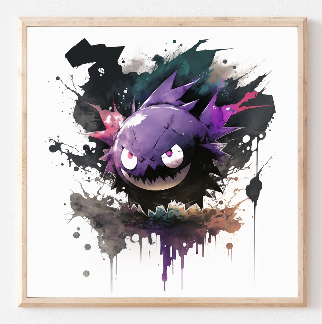 Gastly Pokemon Wall Art or Poster, DOWNLOAD ONLY | Pokemon Inspired ...