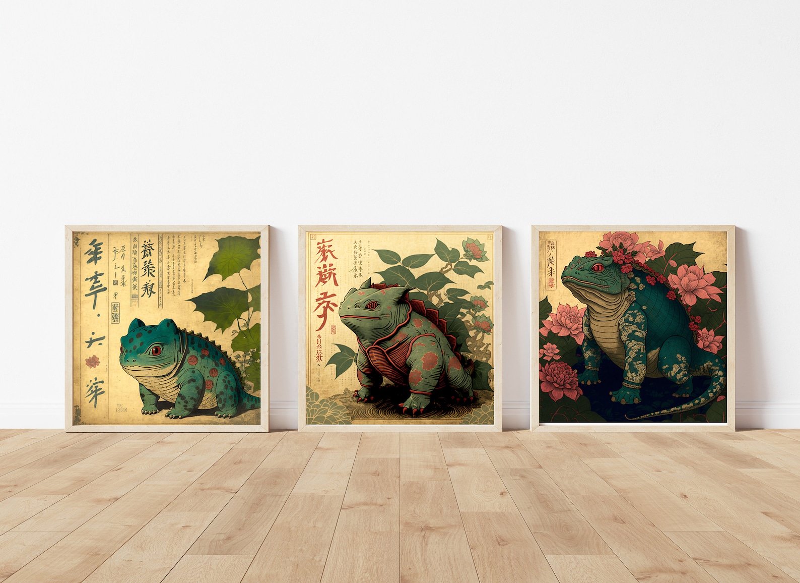Bulbasaur, Ivysaur and Venusaur Pokemon Wall Art Prints Vintage Style ...