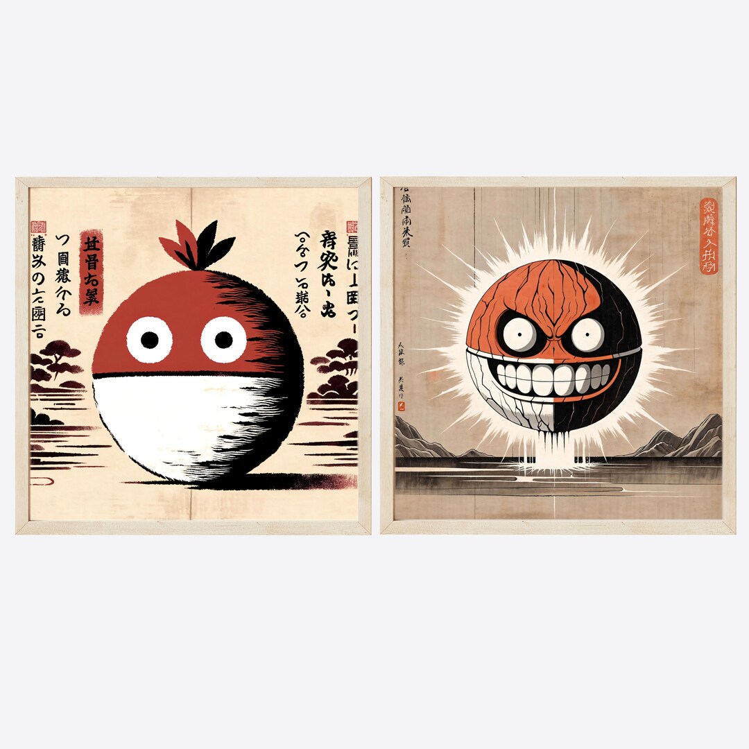 Voltorb and Electrode Pokemon Wall Art Prints - Vintage Ukiyo-e Style ...