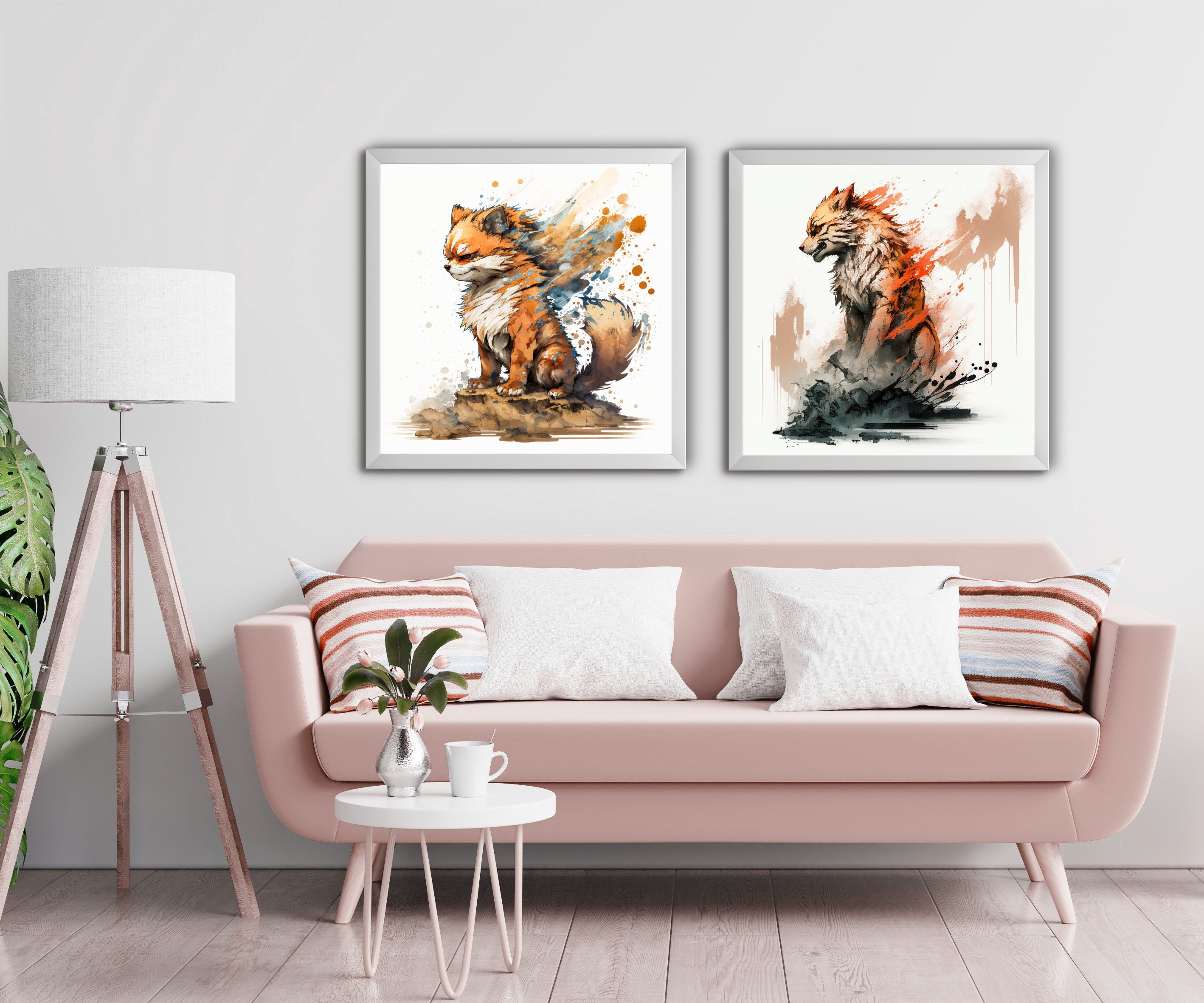 Arcanine and Growlithe Pokemon Printable Wall Art Set Poster Size ...