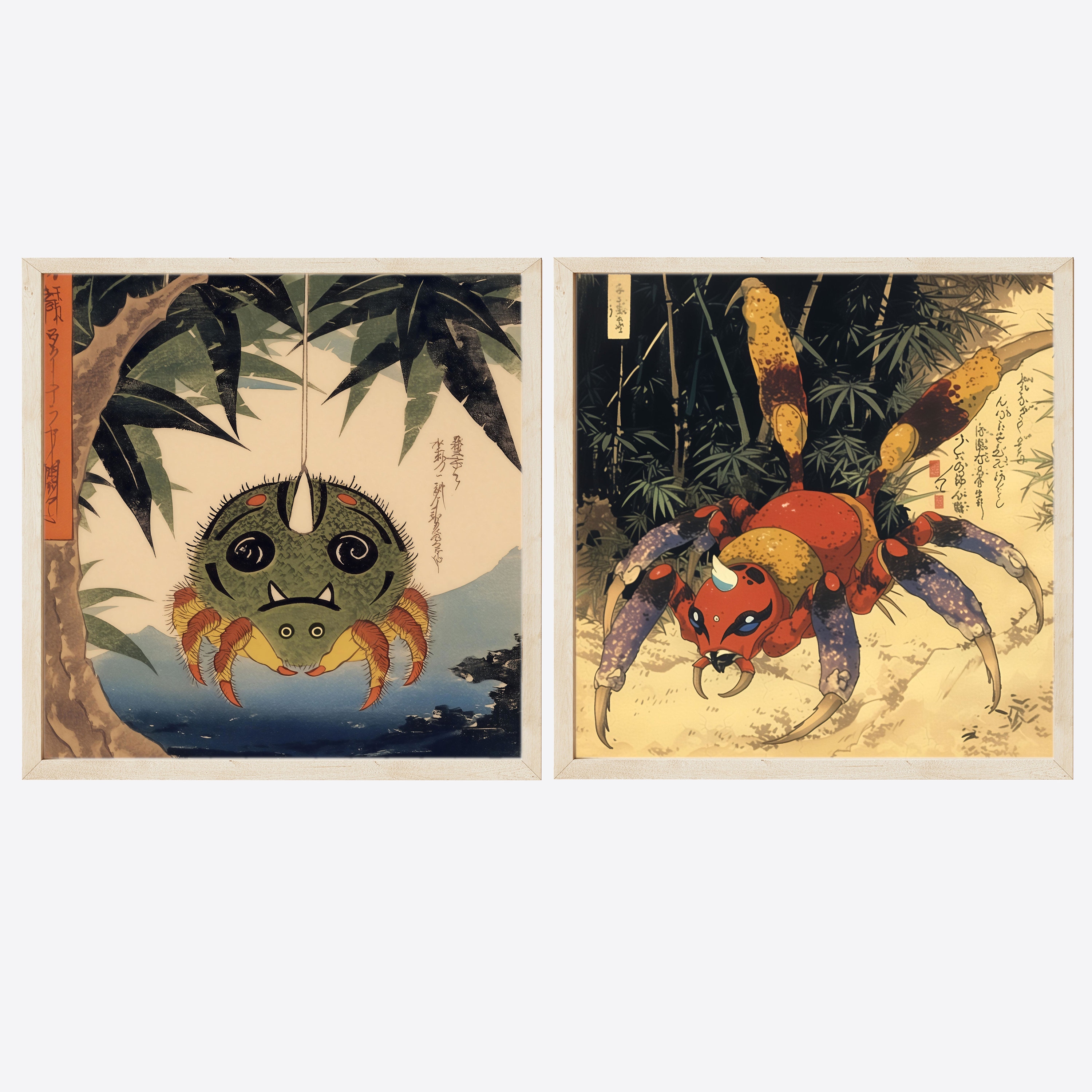 Spinarak and Ariados Pokemon Wall Art Prints - Vintage Ukiyo-e Style ...