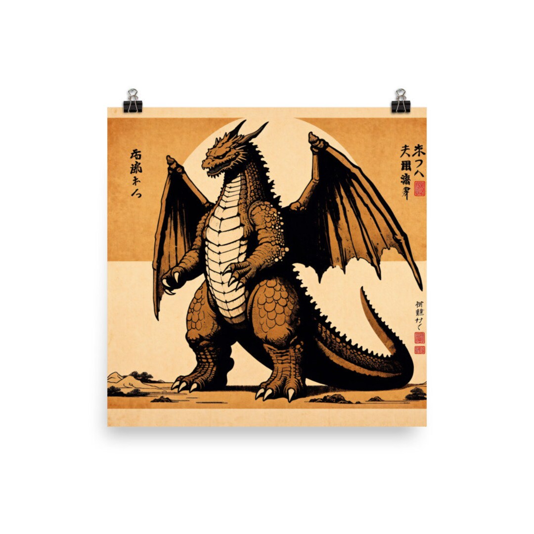 Dragonite Pokemon Matte Wall Print Vintage Ukiyo-e Woodblock - Etsy