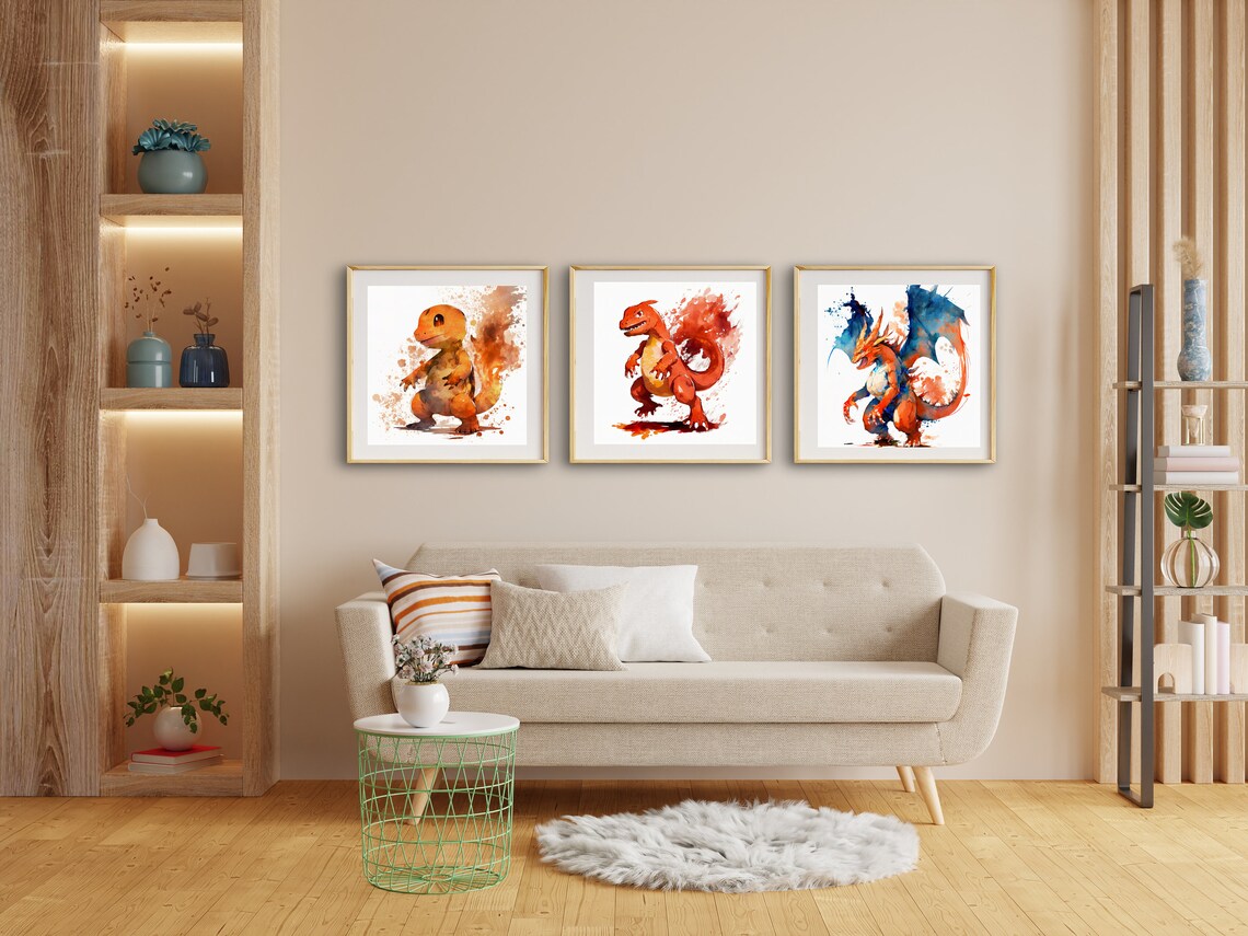 Charizard Evolution Pokemon Printable Wall Art Set, DOWNLOAD and Print ...