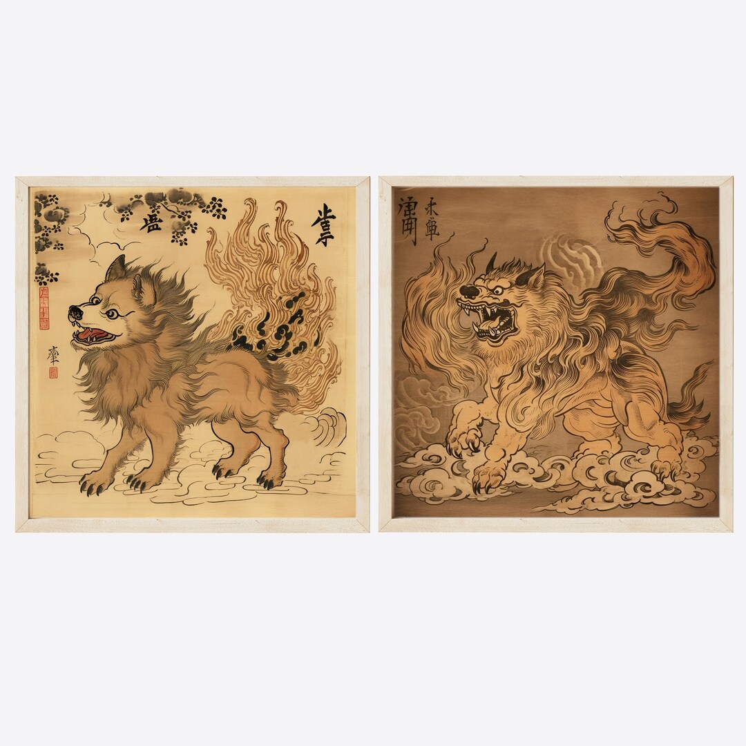 Arcanine and Growlithe Pokemon Wall Art Prints DOWNLOAD ONLY Ukiyoe ...