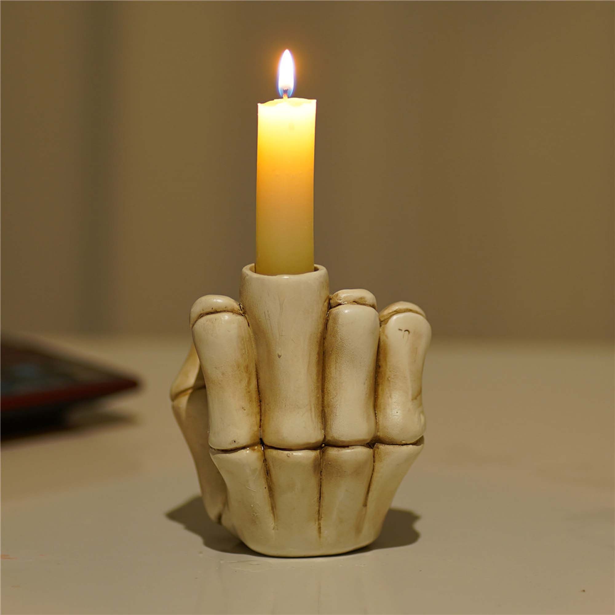 Skeleton Middle Finger Candle Holder Funny Middle Finger - Etsy