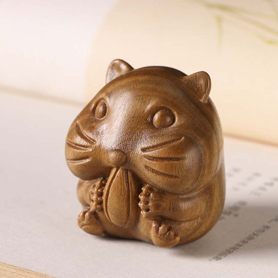 Wooden Carved Hamster Sculpture Cute Hamster Figurines - Etsy