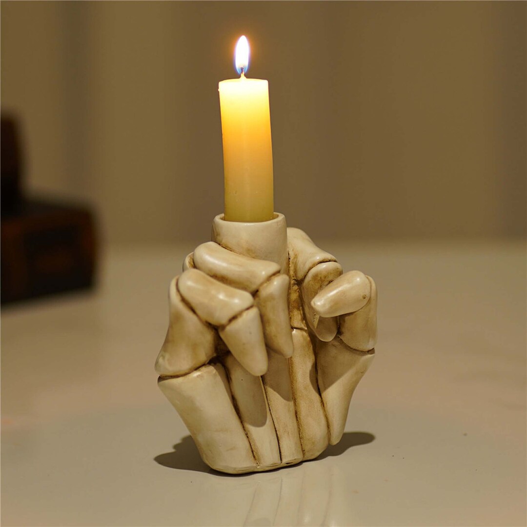 Skeleton Middle Finger Candle Holder Funny Middle Finger - Etsy