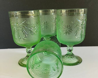 Vintage Green Decanter and Glass Set Sandwich Indiana Tiara Glass ...