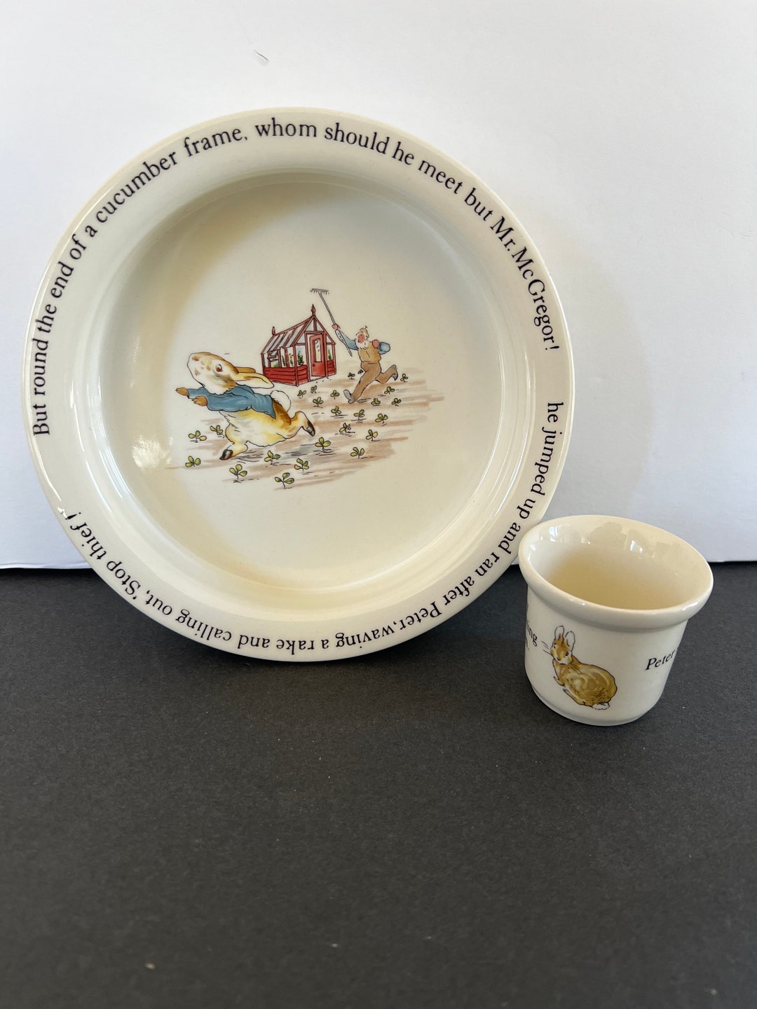 Wedgwood Peter Rabbit Bowl and Egg Cup Set Made in England Beatrix ...