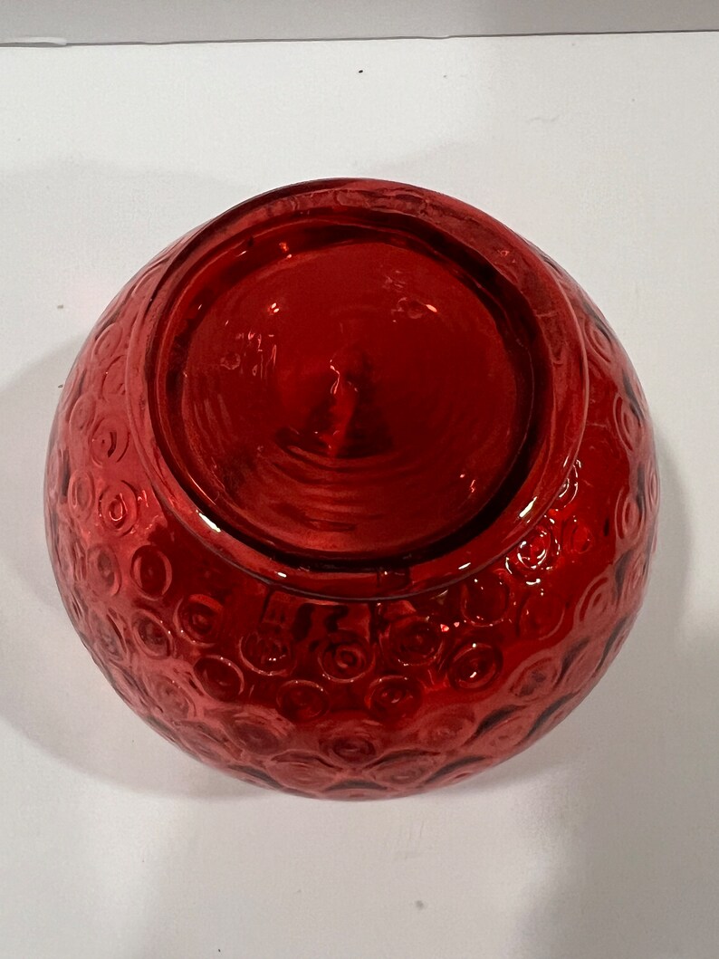 Vintage Fenton Cranberry Glass Vase/bowl - Hobnail Ruffled Edge Rim ...