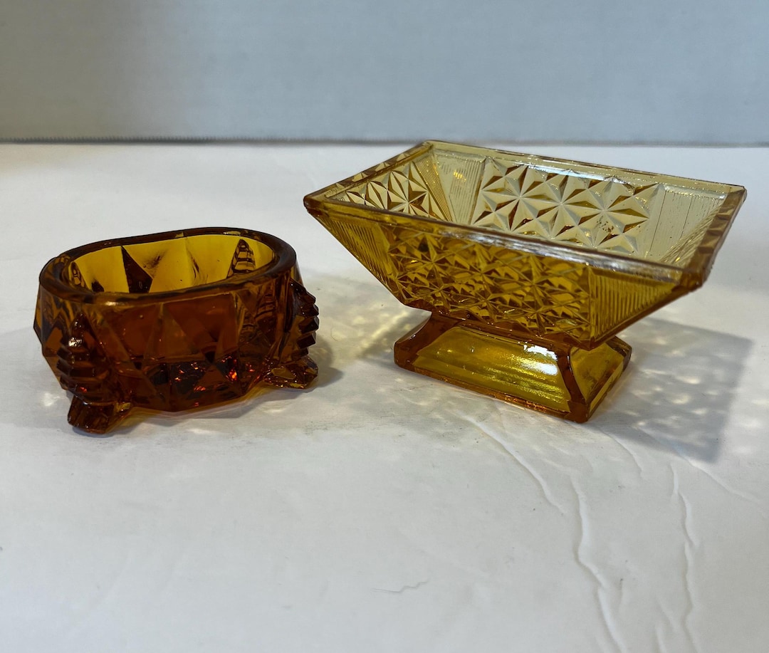 Vintage Amber Glass Salt Cellars Dark Amber or Light Amber Glass ...