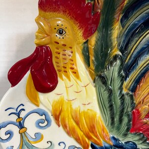 Vintage Fitz & Floyd Ricamo Rooster Platter | Colorful Ceramic Rooster ...