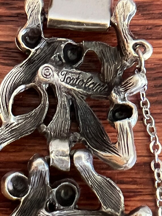 Tortolani Silver Tone Floral Link Wide Bracelet: Exqu… - Gem