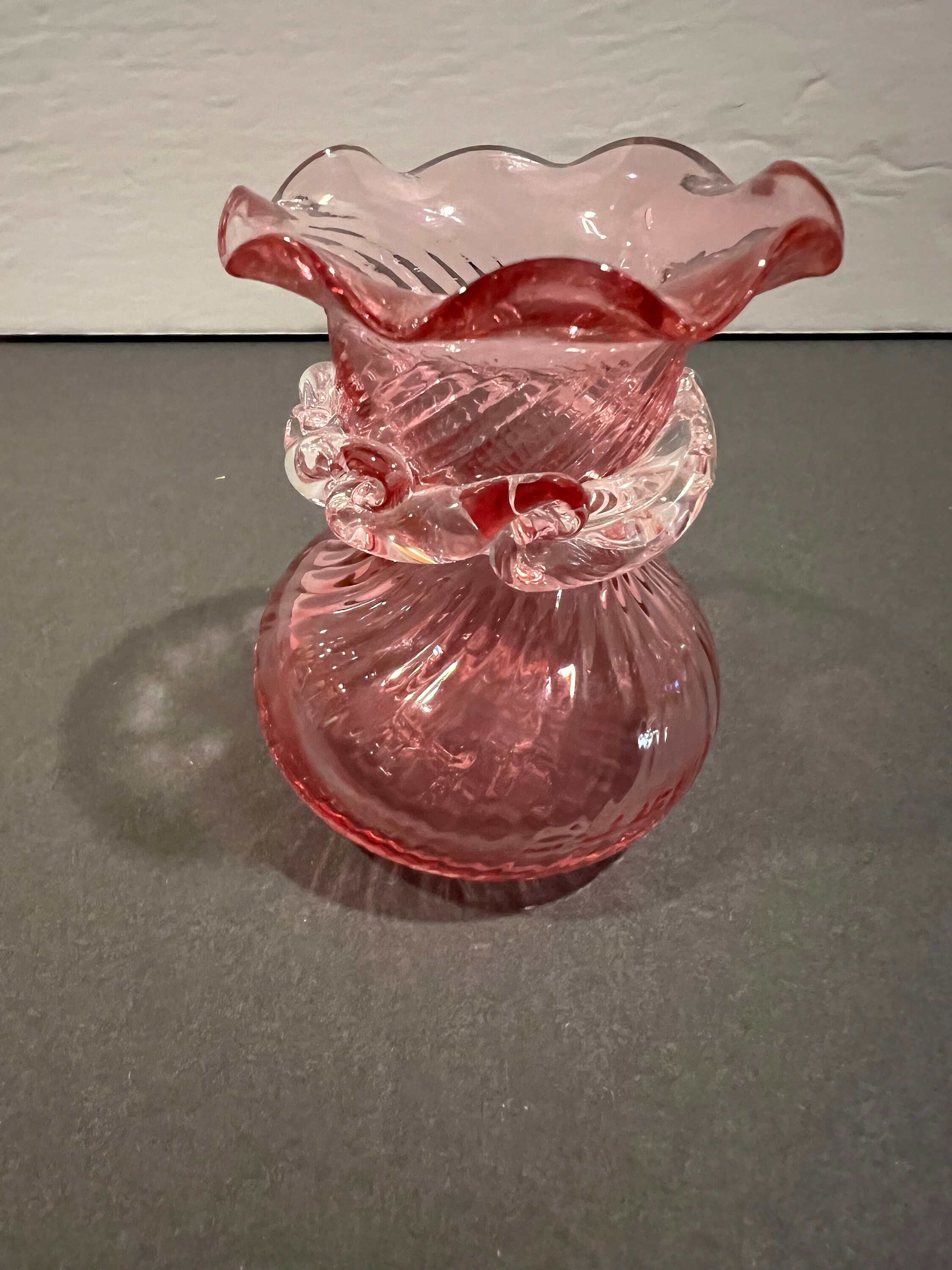 Vintage Vase Handblown Cranberry Colored Small Glass Vase Optic Vase ...