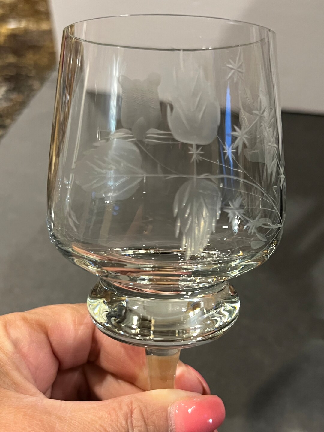 5 Mouth Blown Crystal Wine Glasses Romania Importing Co Inc - Etsy
