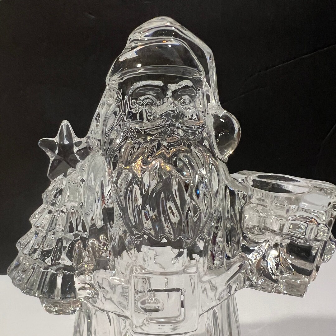 Vintage Imperial Lead Crystal Santa Clause Candle Holder 1 - Etsy