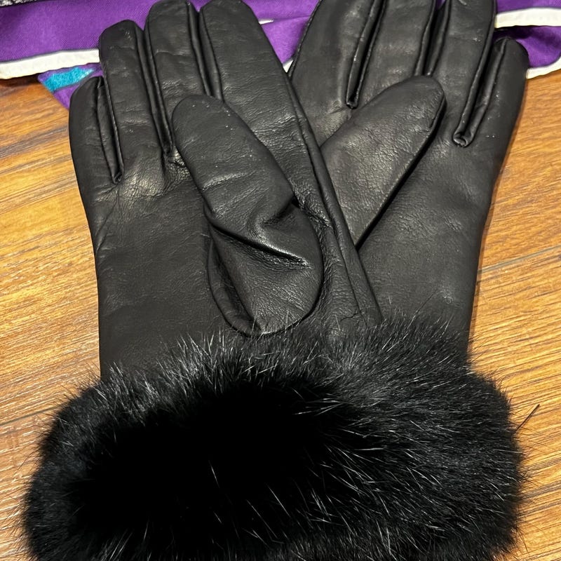 Black Leather Gloves - Etsy
