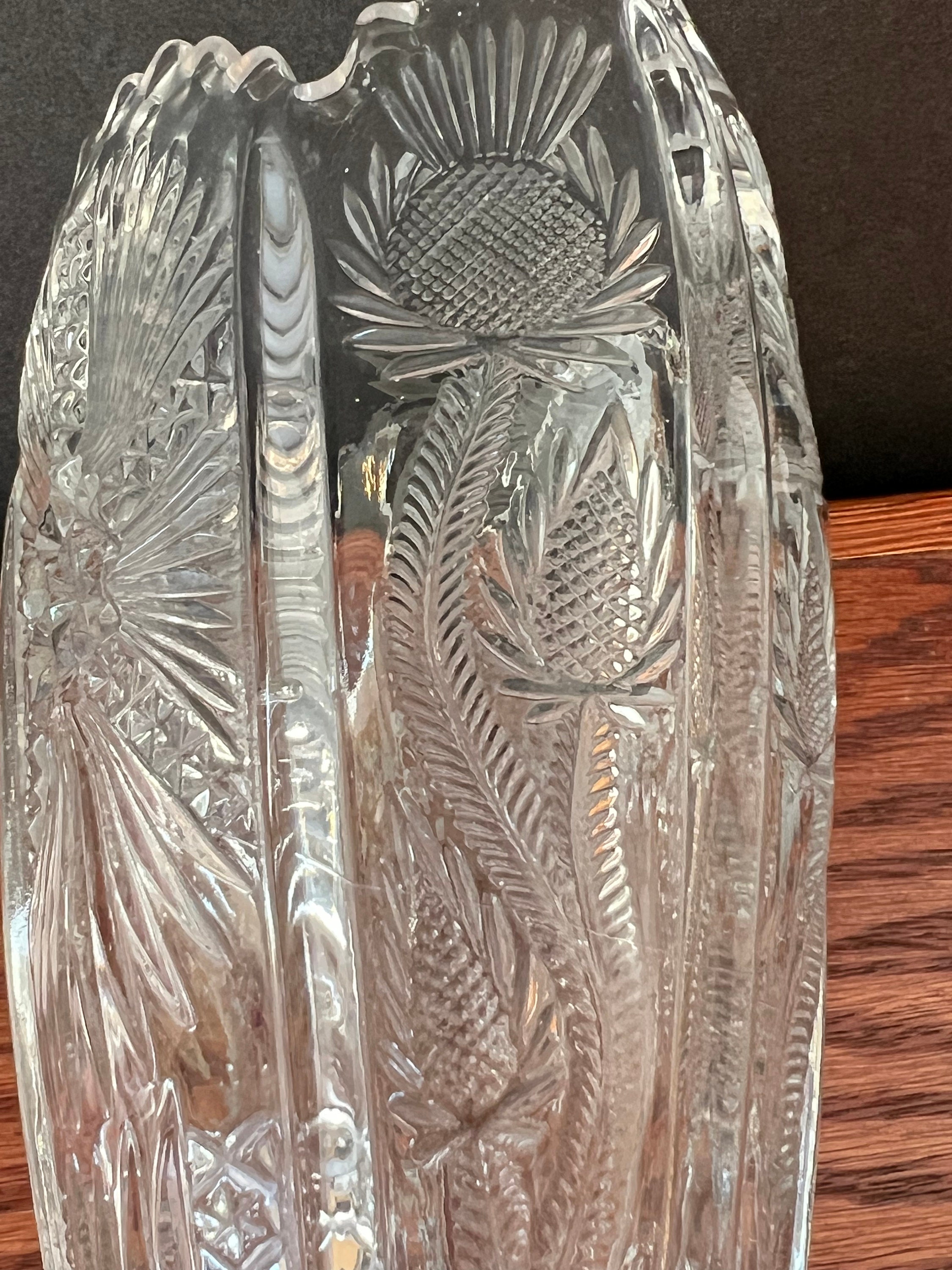 Vintage Cut Crystal Vase Bryce Higbee Eapg Thistle Design - Etsy