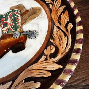 Rustic Western Rodeo Serving Tray, Vintage Ceramic Oval Platter W ...