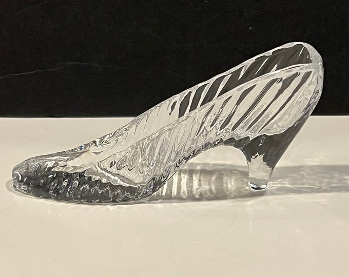 Vintage Crystal Glass Slipper Shoe Clear Glass Bridal Trinket Ring Dish ...
