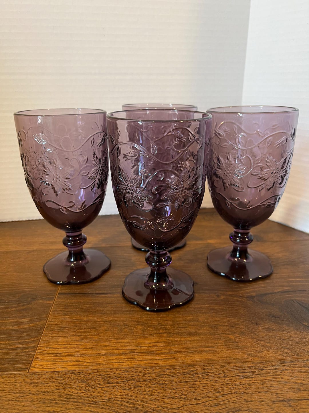 Vintage Princess House Fantasia Amethyst Purple Embossed Glasses (set ...