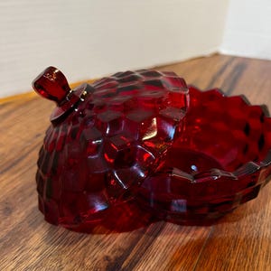 Vintage Indiana Cubist Ruby Red Fostoria Whitehall Candy Dish | MCM ...