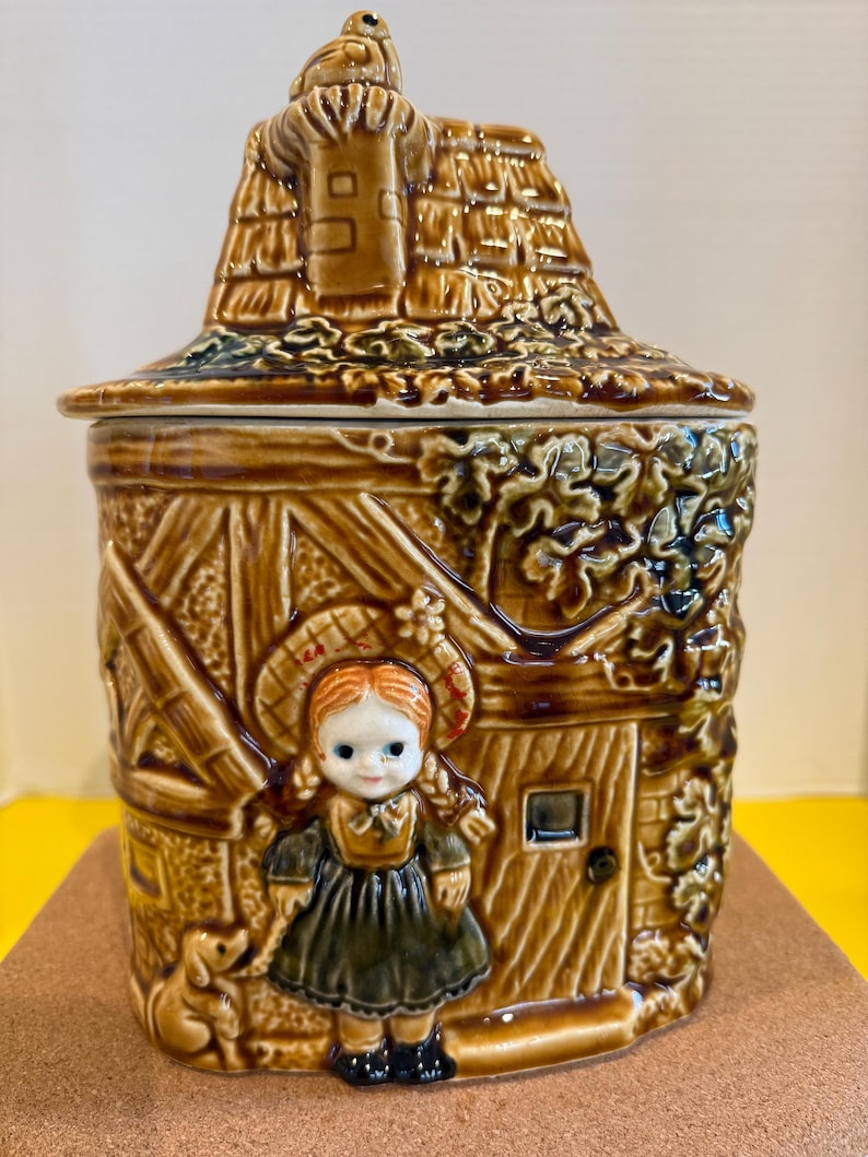 Vintage Fairy Tale Cottage Cookie Jar | Hand Painted Ceramic, Made in ...