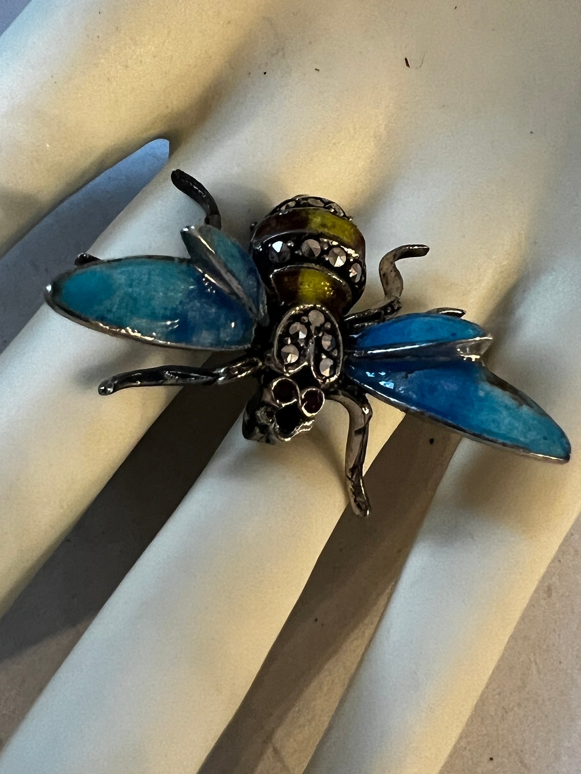 Vintage Sterling Silver Blue Bee Brooch | Alice Caviness Germany ...