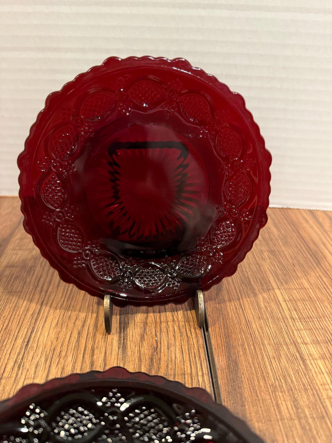 Vintage Avon Cape Cod Ruby Red Pie Plate - 5.5" Scalloped Edge Server ...