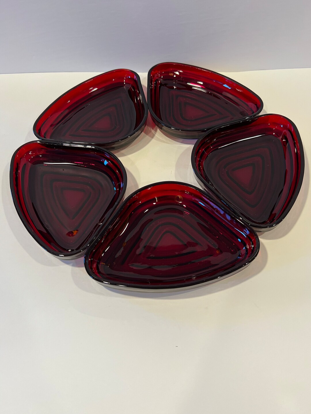Anchor Hocking Royal Ruby Red Glass Serving Dishes Side Plates Set of 5 ...
