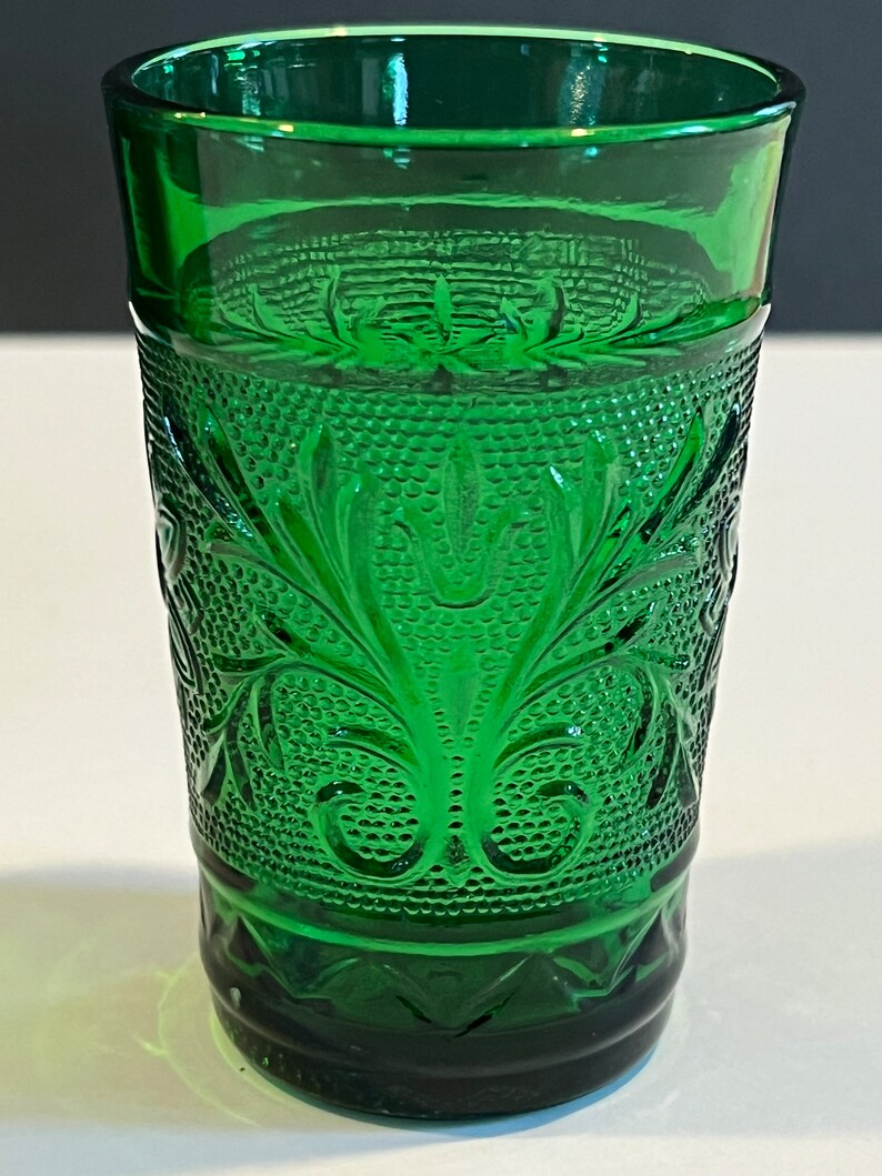 Vintage Anchor Hocking EAPG Dark Green Sandwich Glass Set of 6 Indiana ...