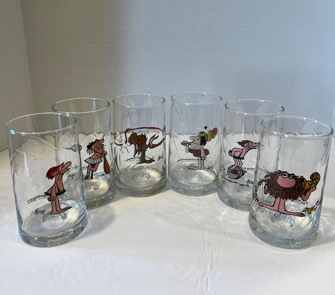 Vintage BC Comic Strip Glasses Set of 6, 12oz Drinking Glasses, Classic ...