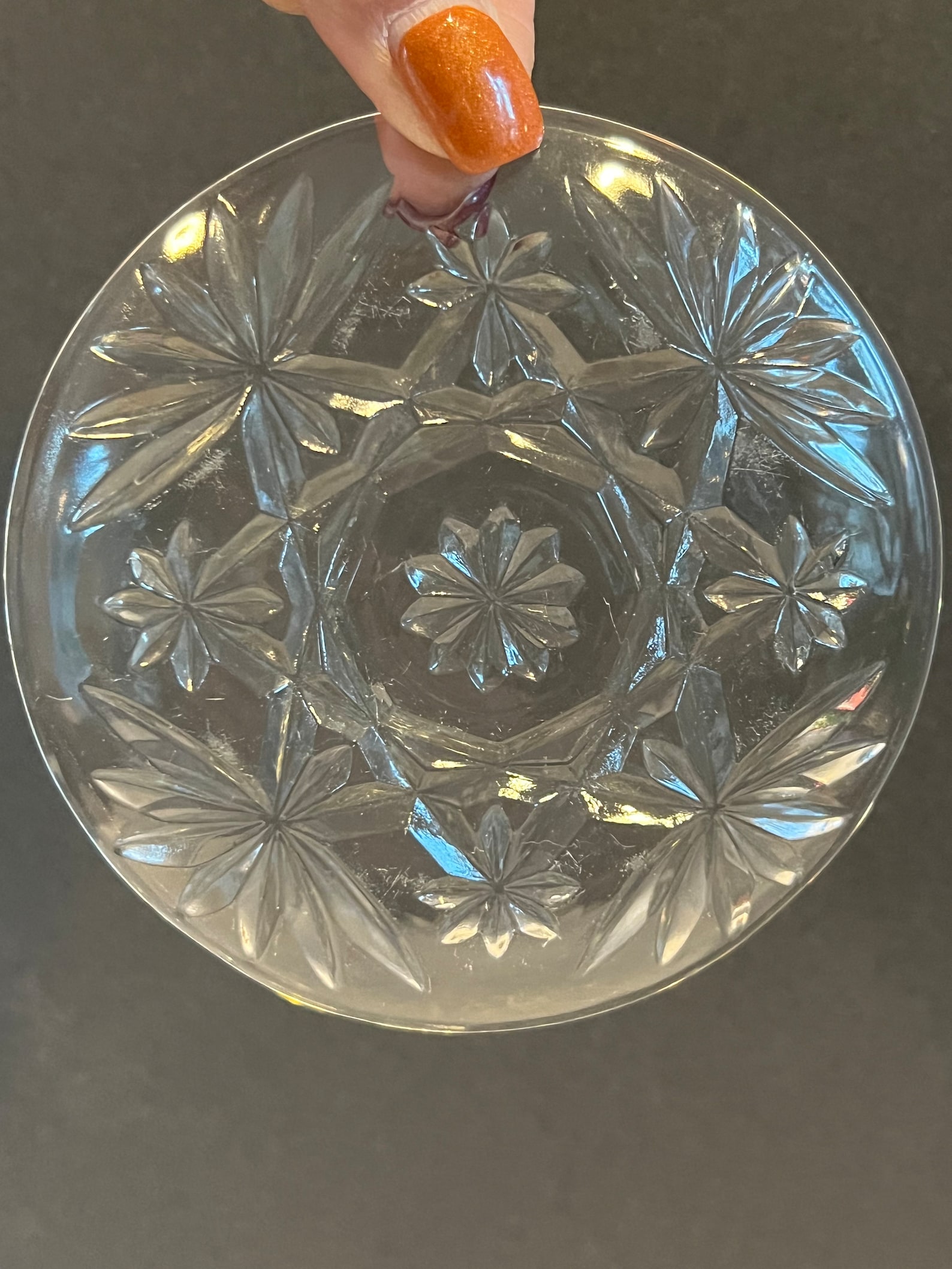 Vintage Anchor Hocking Clear Crystal Snack Dish Star Flower Small ...