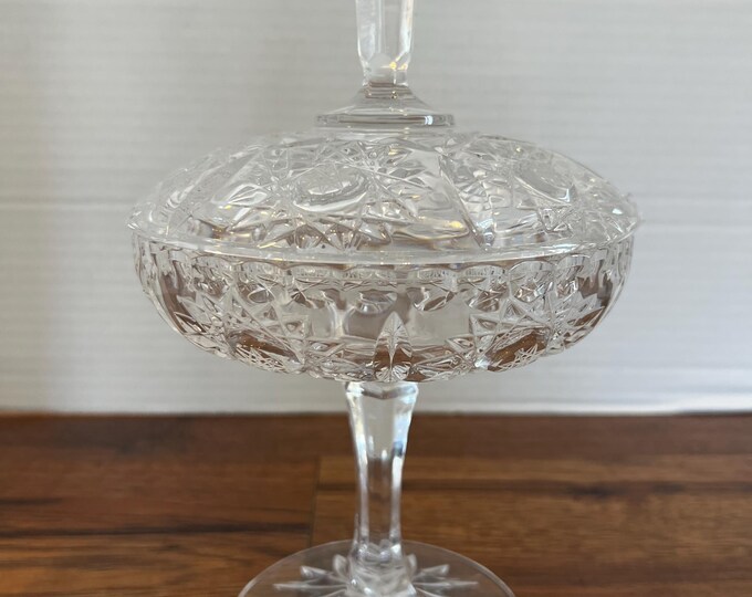 Vintage Crystal Candy Dish With Lid Pedestal Base, Cut Crystal Glass ...