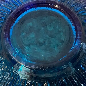Vintage Blenko Blue Glass Flower Bowl MCM Petal-shaped Centerpiece ...