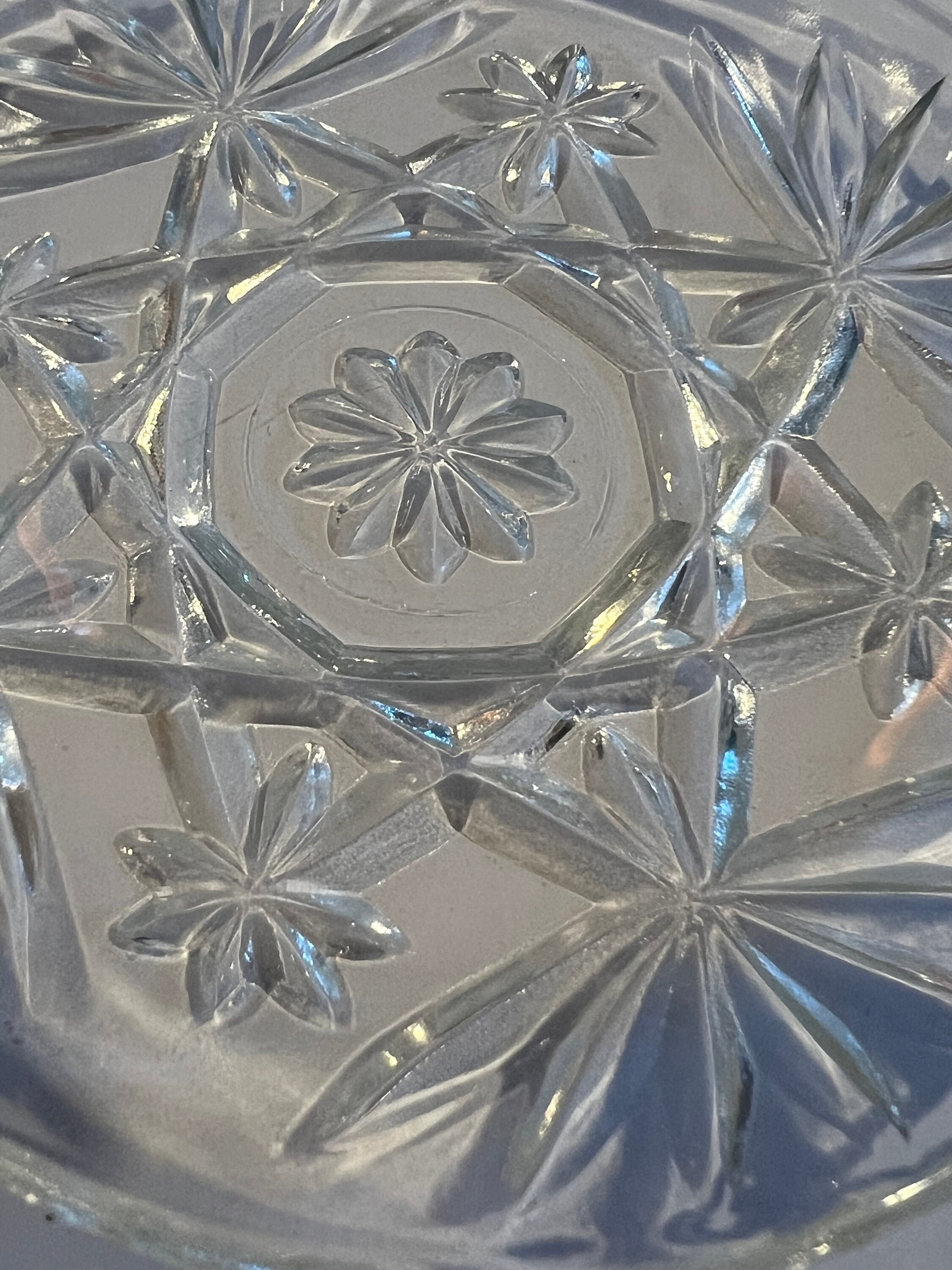 Vintage Anchor Hocking Clear Crystal Snack Dish Star Flower Small ...