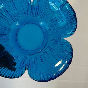 Vintage Blenko Blue Glass Flower Bowl MCM Petal-shaped Centerpiece ...